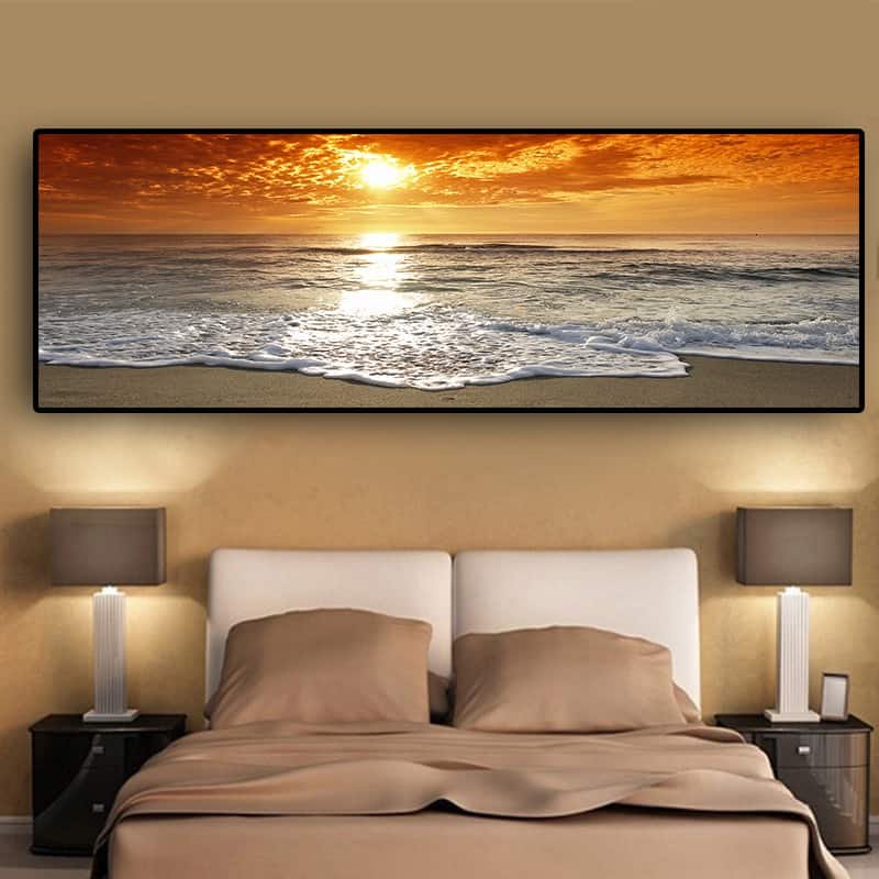 Sunset Sea Beach Print Canvas | Artsare.com